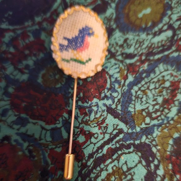 Art | Vintage Gold Gilt Petite Point Handmade Pin | Poshmark